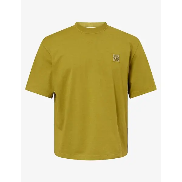 Stone Island Dyed-patch Logo Cotton T-shirt - Cactus
