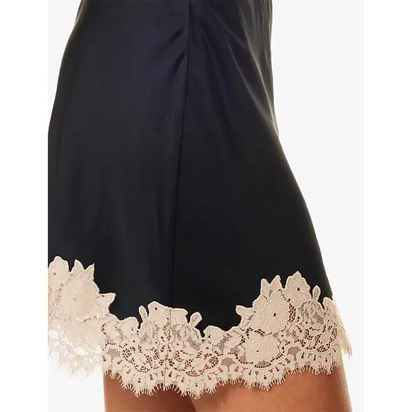 Rixo Ariah Lace-trim Satin Mini Skirt