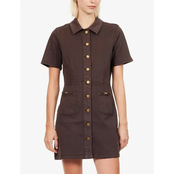 Paige Clementine Button-through Denim Mini Dress