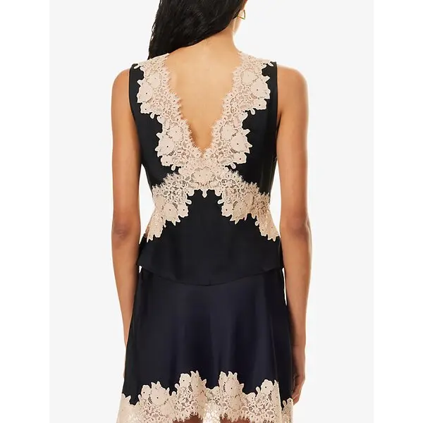 Rixo Emmie Lace-trim Satin Top