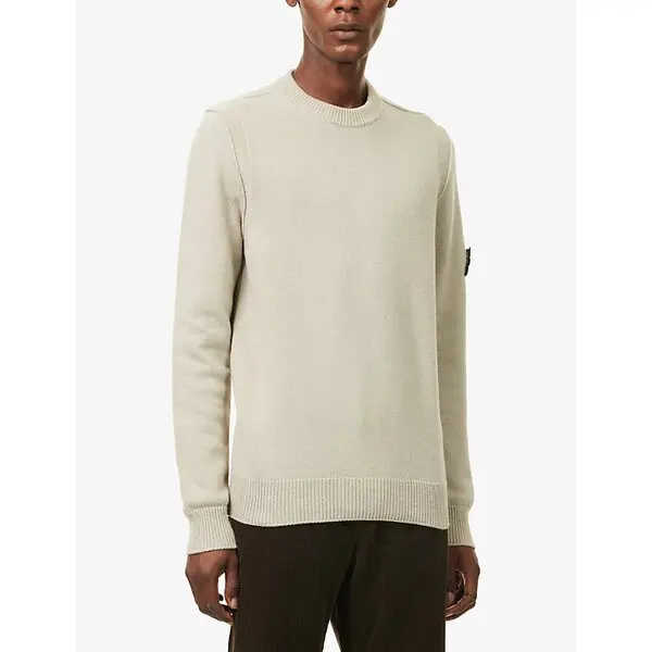 Stone Island Compass-badge Crew-neck Wool-blend Knit Jumper