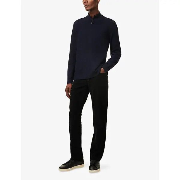 Emporio Armani Cross-pattern Zip-through Cashmere And Wool Blend Jacket