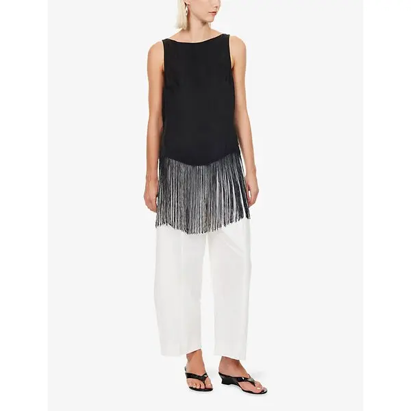 Dissh Fiora Fringed Woven Top