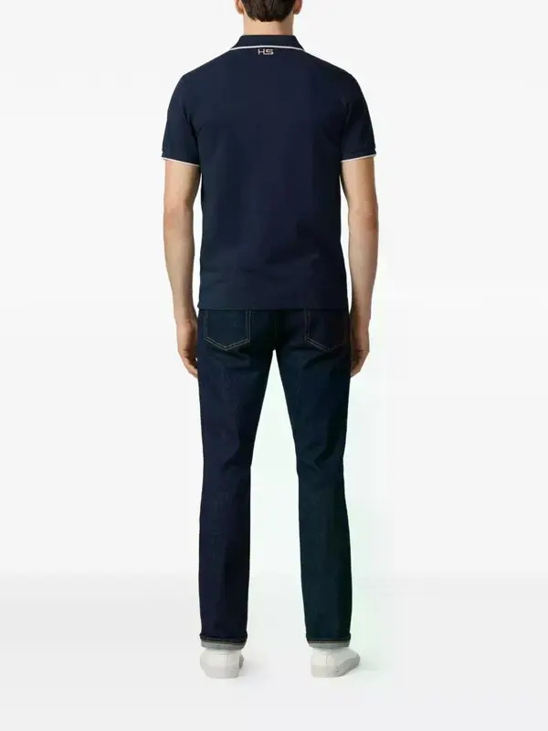 HACKETT LONDON Tipped-trim Embroidered Polo Shirt