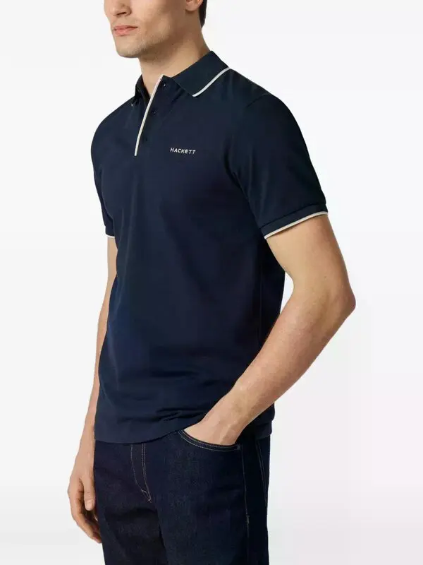 HACKETT LONDON Tipped-trim Embroidered Polo Shirt