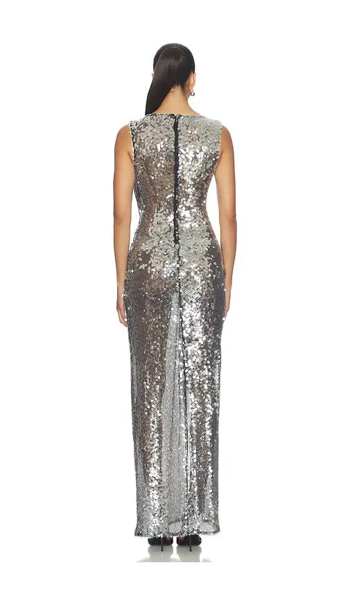 Lapointe Mesh Sequin Sleeveless Gown With Sash In . Also