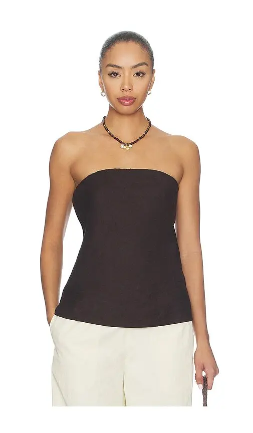 Donni. The Linen Tube Top - Brown