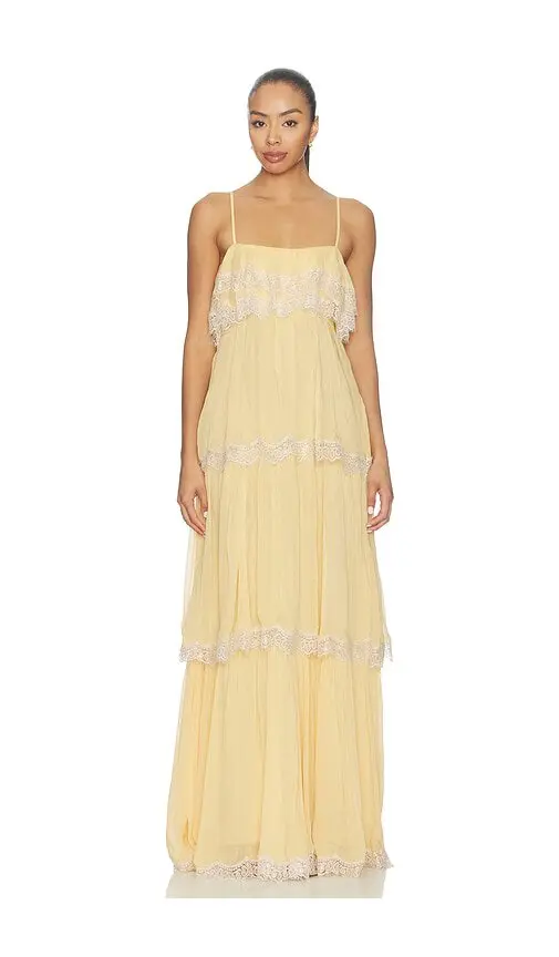 Hemant & Nandita Tiered Maxi Dress In . Also - Yellow