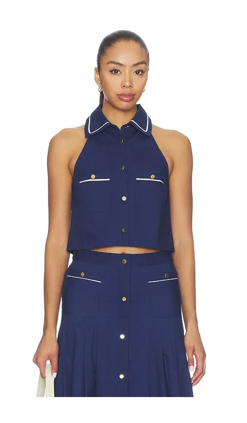 SEROYA Yumi Poplin Top In . Also - Blue