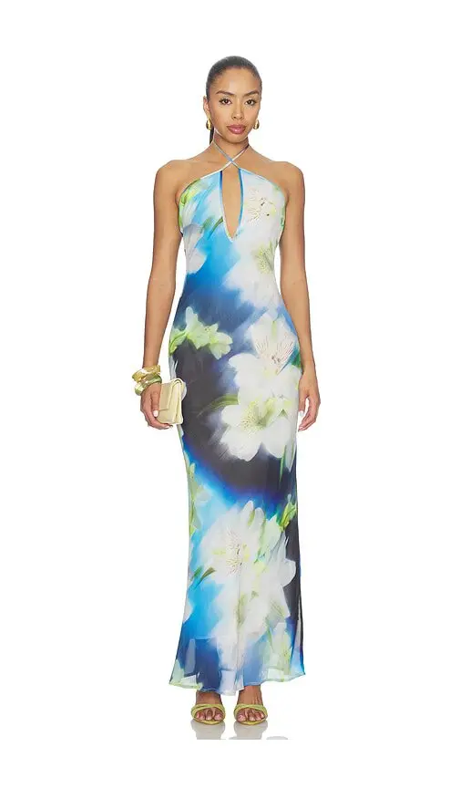 RUNAWAY THE LABEL Mirae Cross Front Maxi Dress In . Also - Blue
