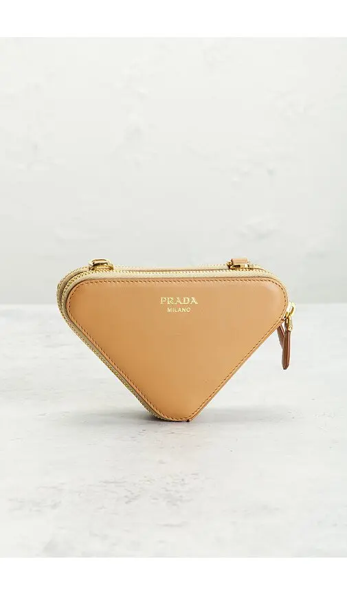 FWRD RENEW Prada Raffia Mini Triangle Shoulder Bag