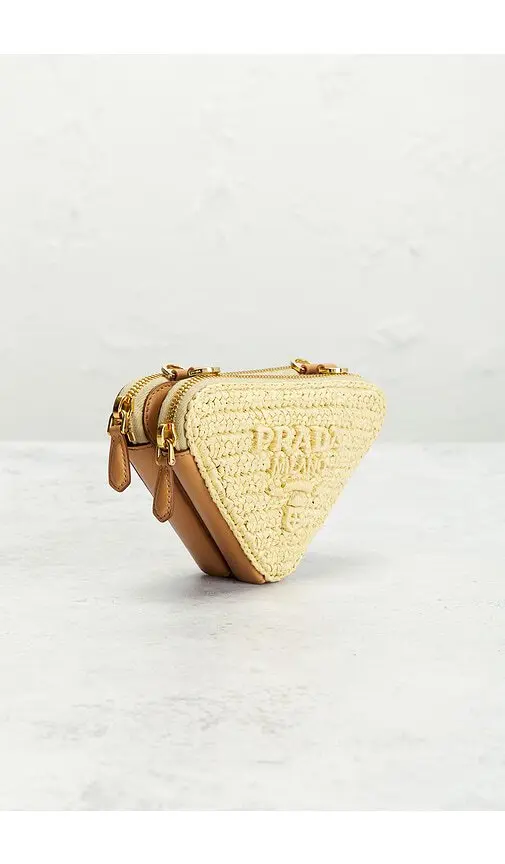FWRD RENEW Prada Raffia Mini Triangle Shoulder Bag