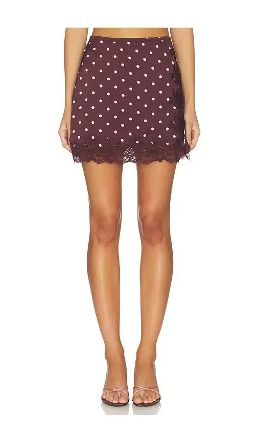 Line & Dot Raye Mini Skirt In . Also - Wine