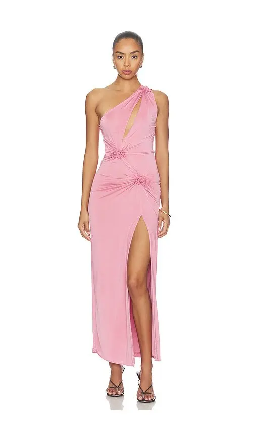 MOTHER OF ALL Kay Ripple Maxi Dress In . Also - Pink