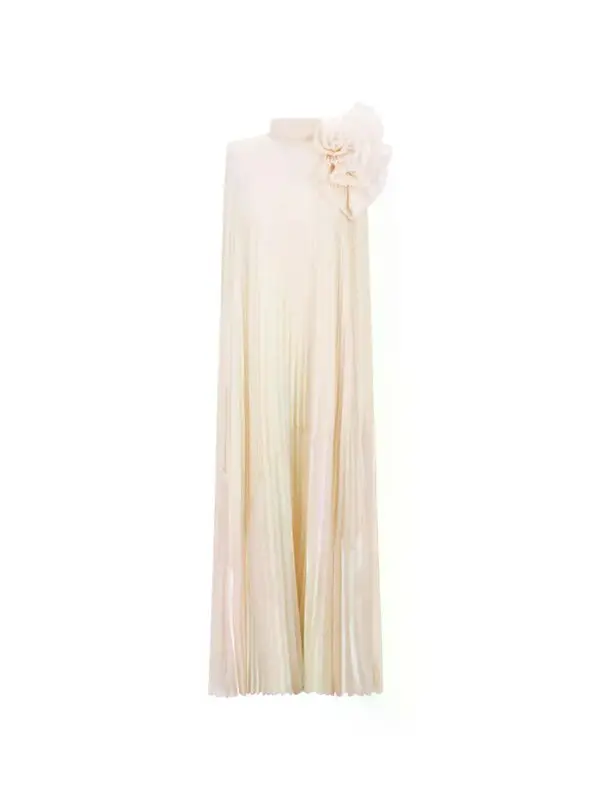 GEMY MAALOUF Embellished Draped Flower Maxi Dress - Neutrals
