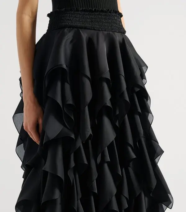 Balmain Silk Ruffled Maxi Skirt