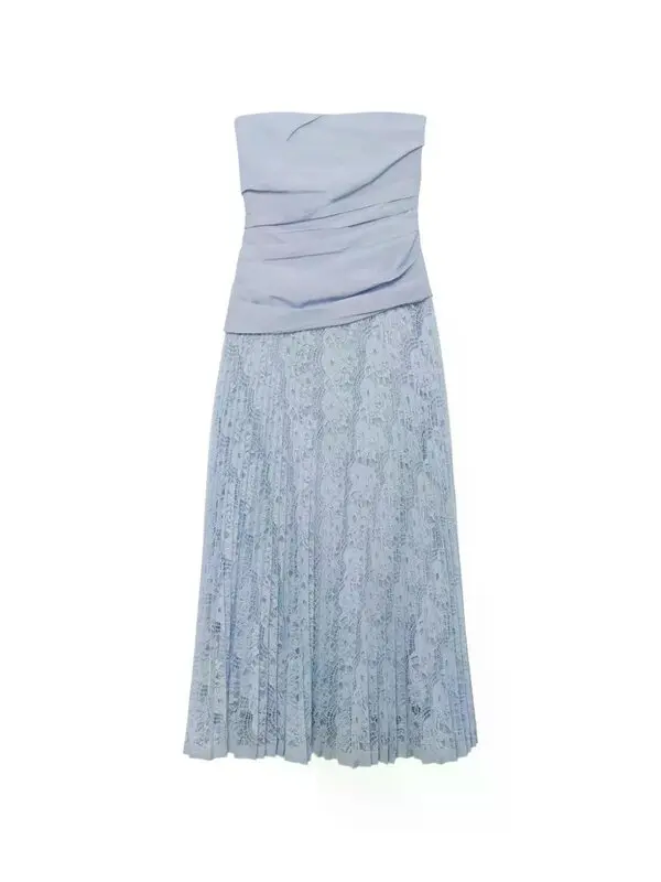 Simkhai Annalise Lace-panelled Strapless Maxi Dress - Blue