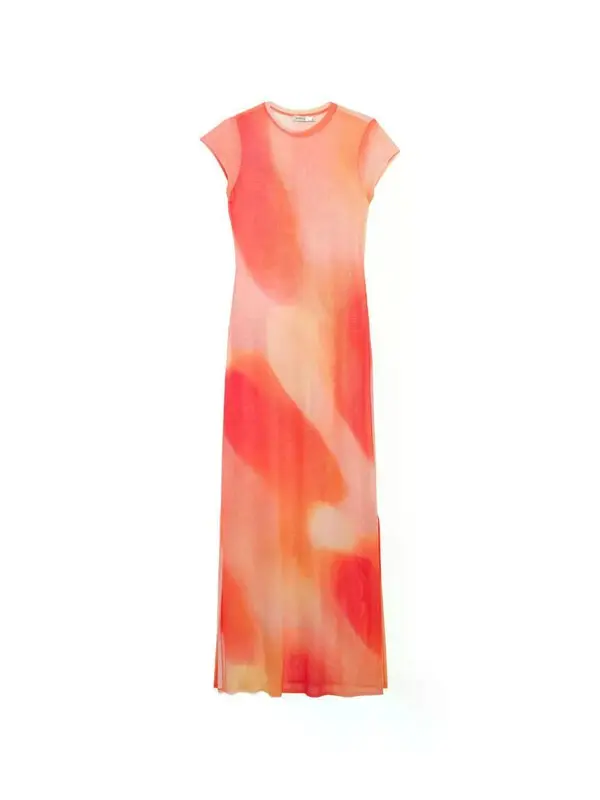 Simkhai Fia Abstract-print Mesh Maxi Dress - Orange