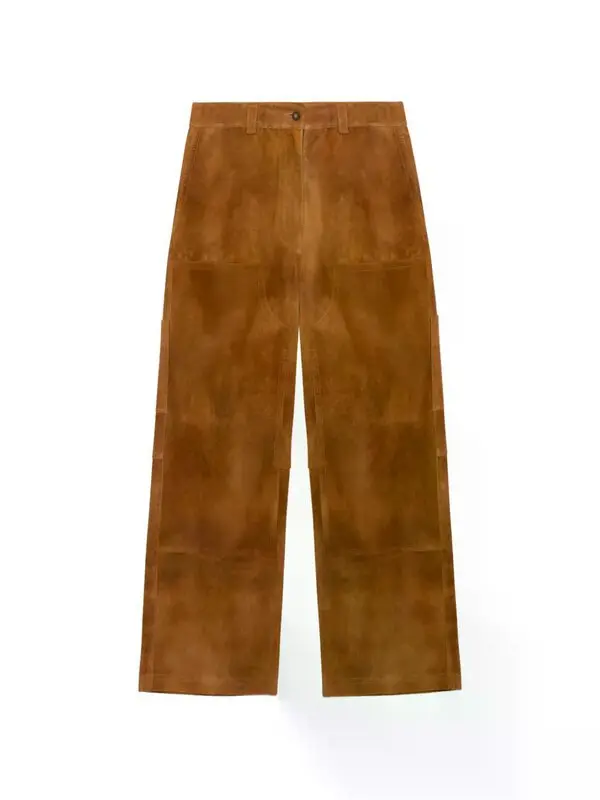 Simkhai Bates Suede Straight-leg Trousers - Brown