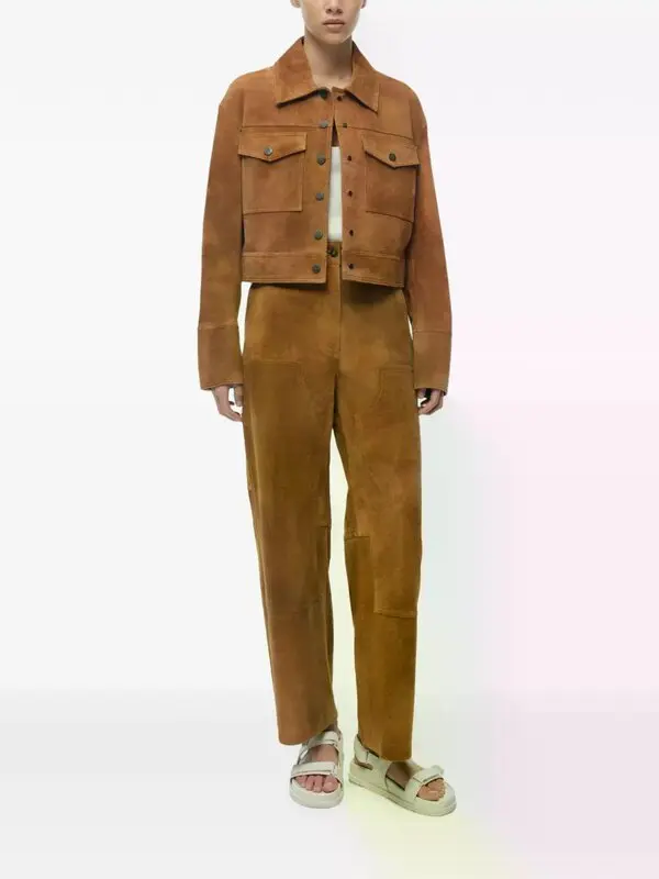 Simkhai Bates Suede Straight-leg Trousers