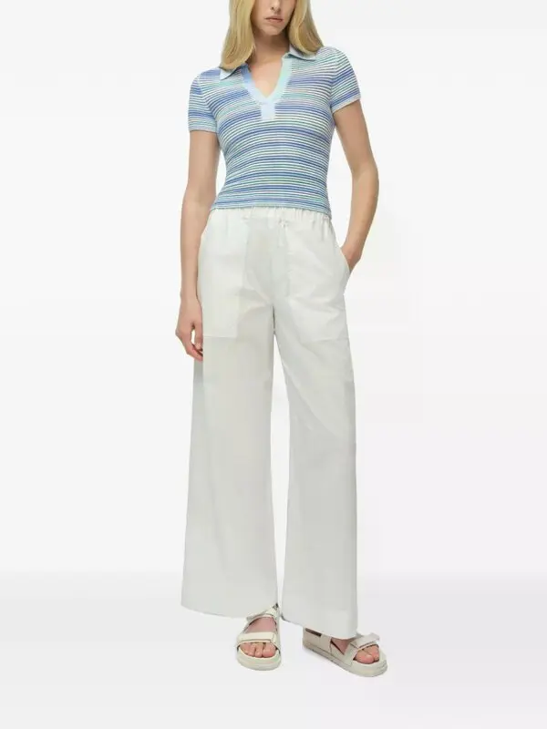 Simkhai Paxton Horizontal-stripe Knit Polo Collar T-shirt - Blue