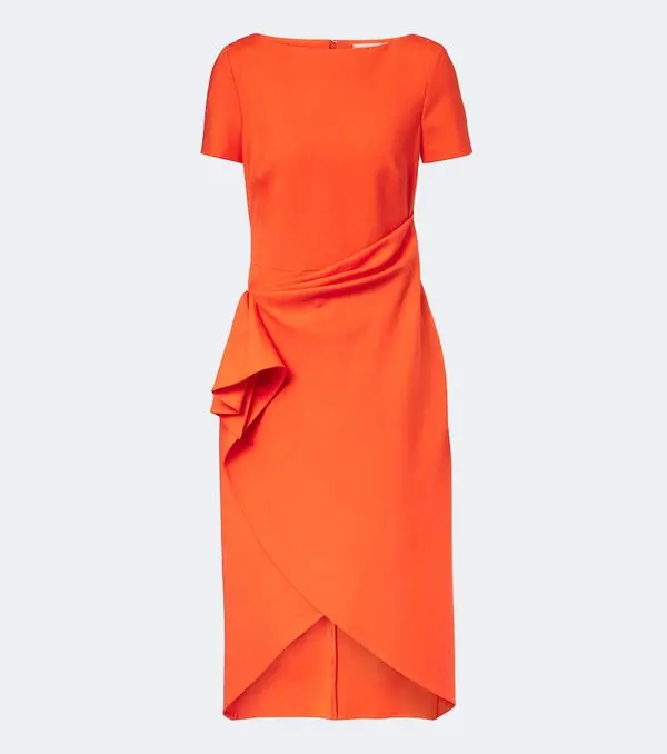Oscar De La Renta Draped Wool-blend Midi Dress