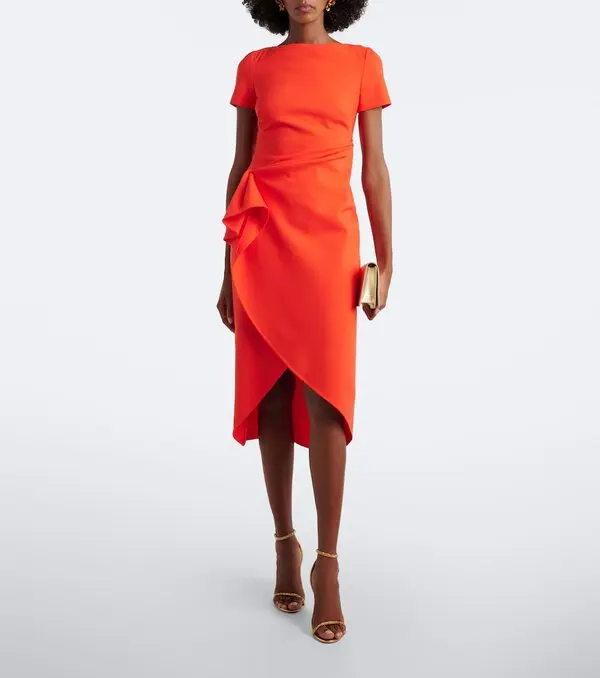 Oscar De La Renta Draped Wool-blend Midi Dress