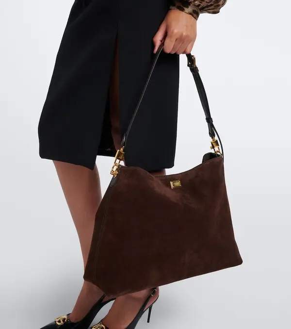 Dolce & Gabbana Vittoria Large Suede Shoulder Bag