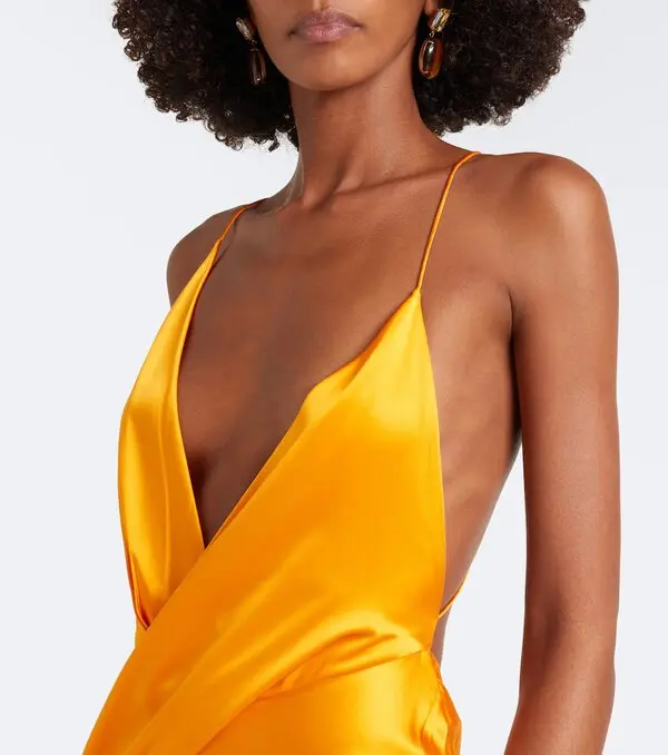 Alex Perry Asymmetric Silk Satin Gown