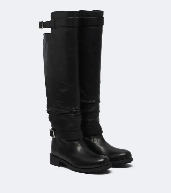 JIMMY CHOO Biker Leather Knee-high Boots - Black