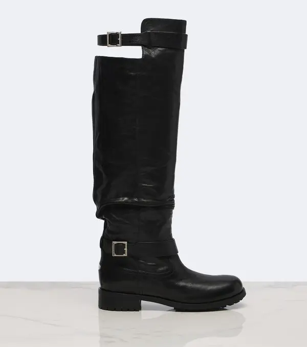 JIMMY CHOO Biker Leather Knee-high Boots