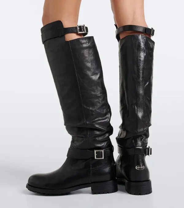JIMMY CHOO Biker Leather Knee-high Boots