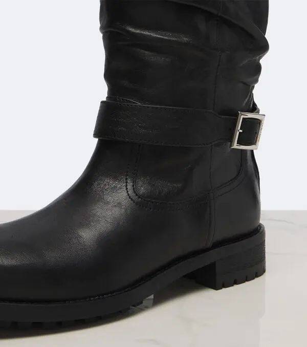 JIMMY CHOO Biker Leather Knee-high Boots