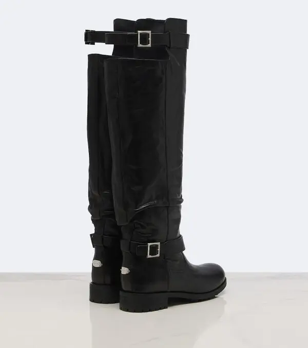 JIMMY CHOO Biker Leather Knee-high Boots