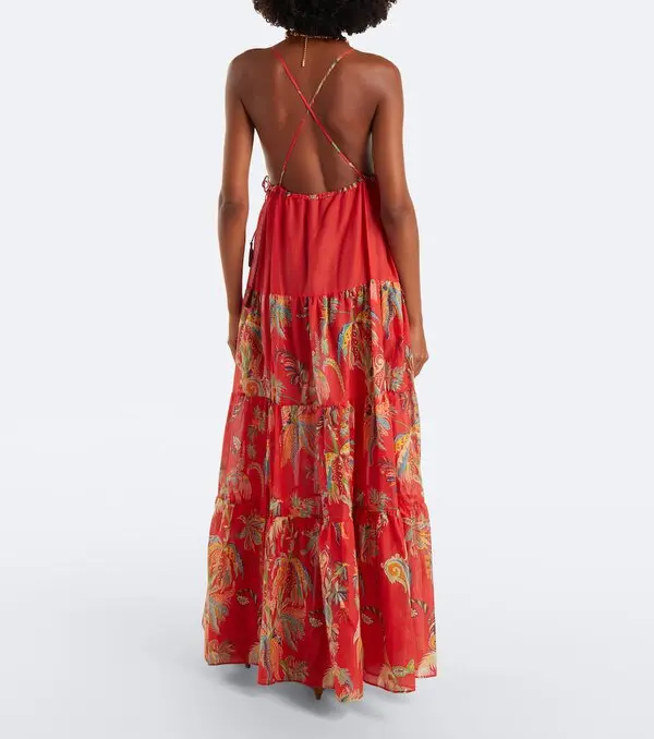 Etro Printed Tie Cotton Maxi Dress