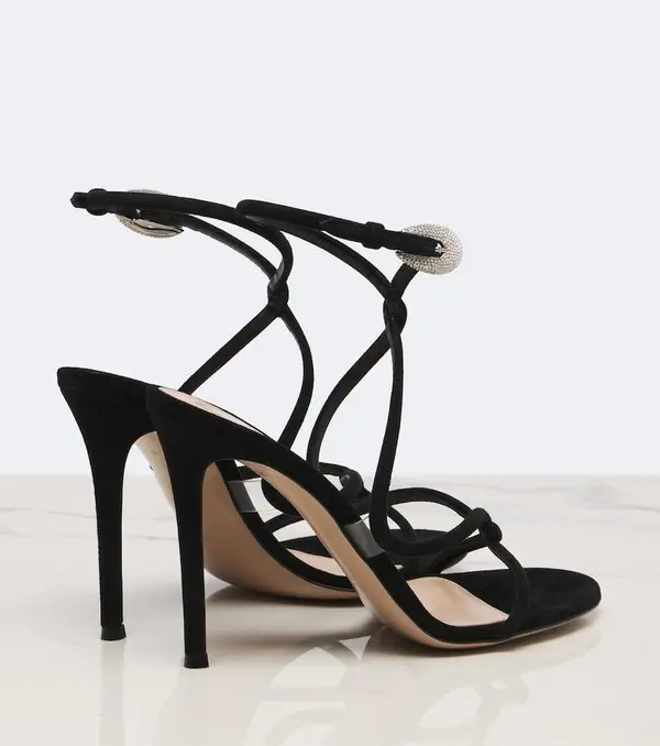GIANVITO ROSSI Embellished Suede Strappy Heeled Sandals