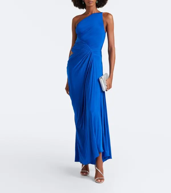 Alex Perry Ruched One-shoulder Jersey Gown