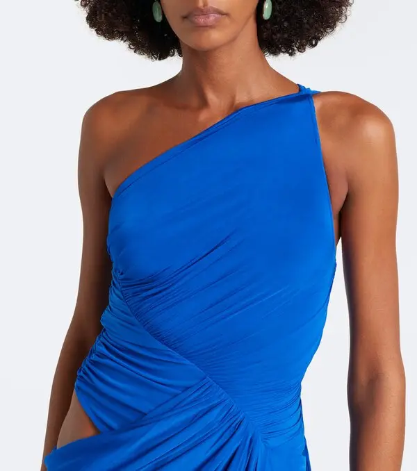 Alex Perry Ruched One-shoulder Jersey Gown