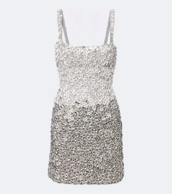 LA FUORI Floral Sequined Minidress - Silver