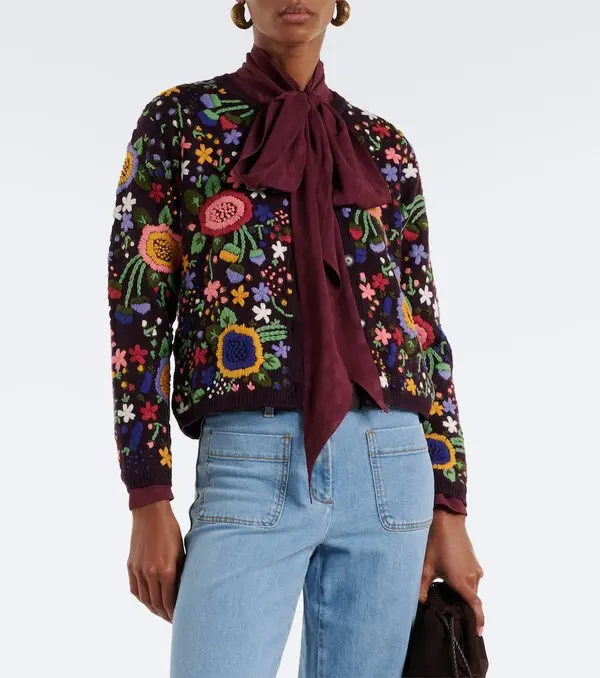 Etro Floral Embroidered Wool Cardigan