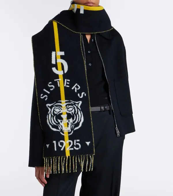 Fendi Reversible Jacquard Wool And Cashmere Scarf