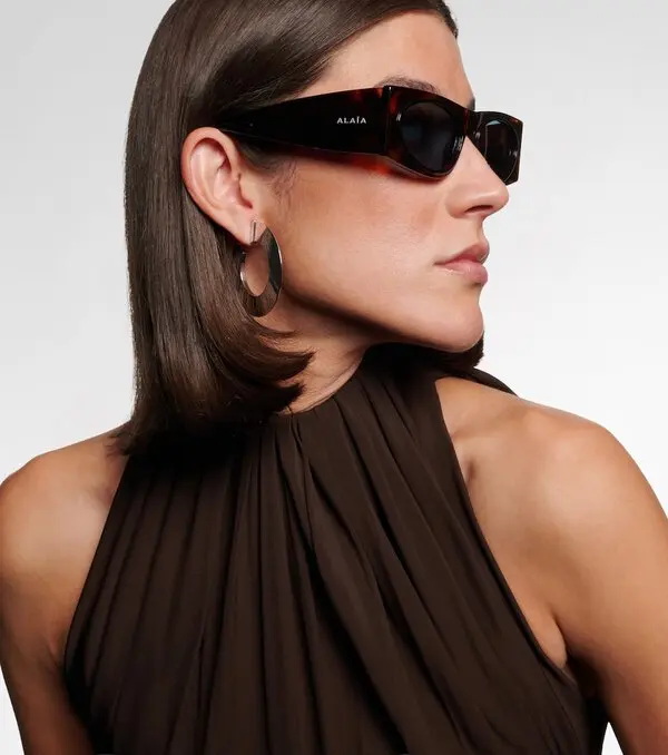 Alaïa Logo Lettering Cat-eye Sunglasses