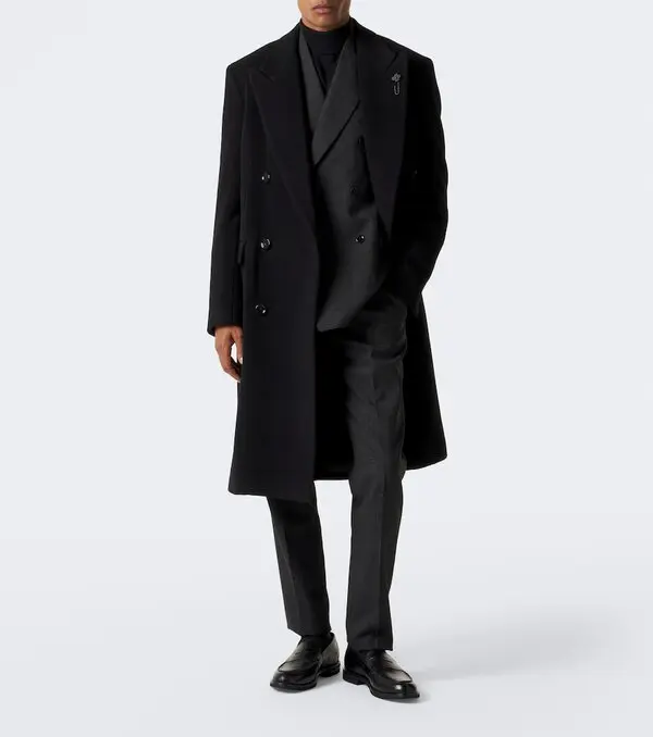 LARDINI Double-breasted Virgin Wool Coat