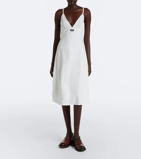 Miu Miu Broderie Anglaise Poplin Midi Dress