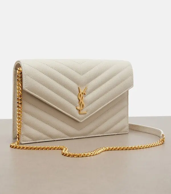 Saint Laurent Cassandre Envelope Leather Wallet On Chain