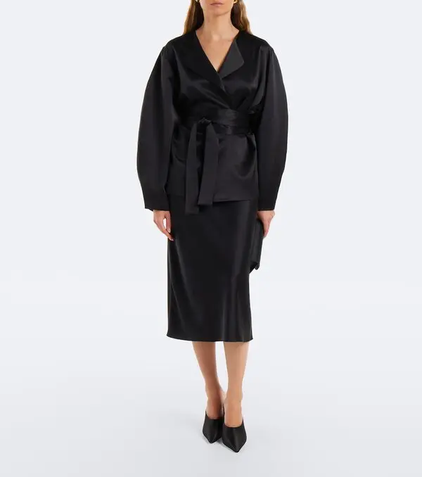 THE SEI Belted Silk Blouson Jacket