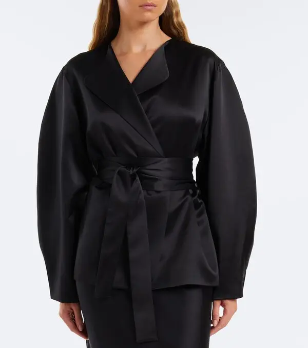 THE SEI Belted Silk Blouson Jacket