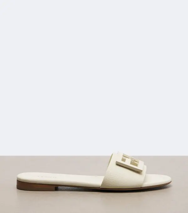 Fendi Ff Leather Slides