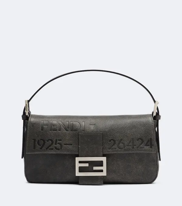 Fendi Baguette® 26424 Biker Small Leather Shoulder Bag - Black