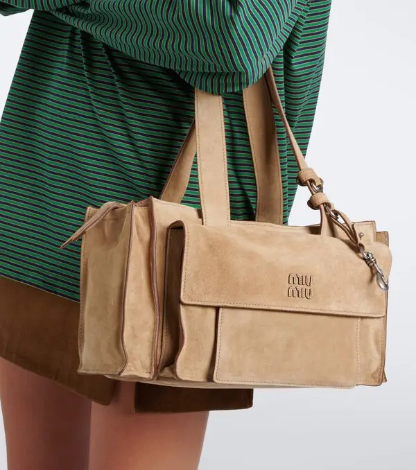 Miu Miu Utilitaire Suede Shoulder Bag